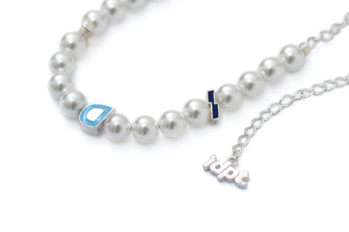 Enamelled 925 Sterling Silver Logo Pearl Necklace – Indipandant